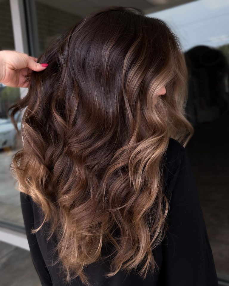 Balayage Braun Caramel Glatt
