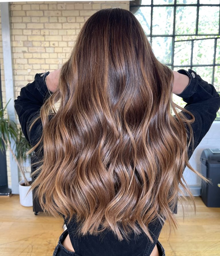 Balayage Braun Caramel Glatt